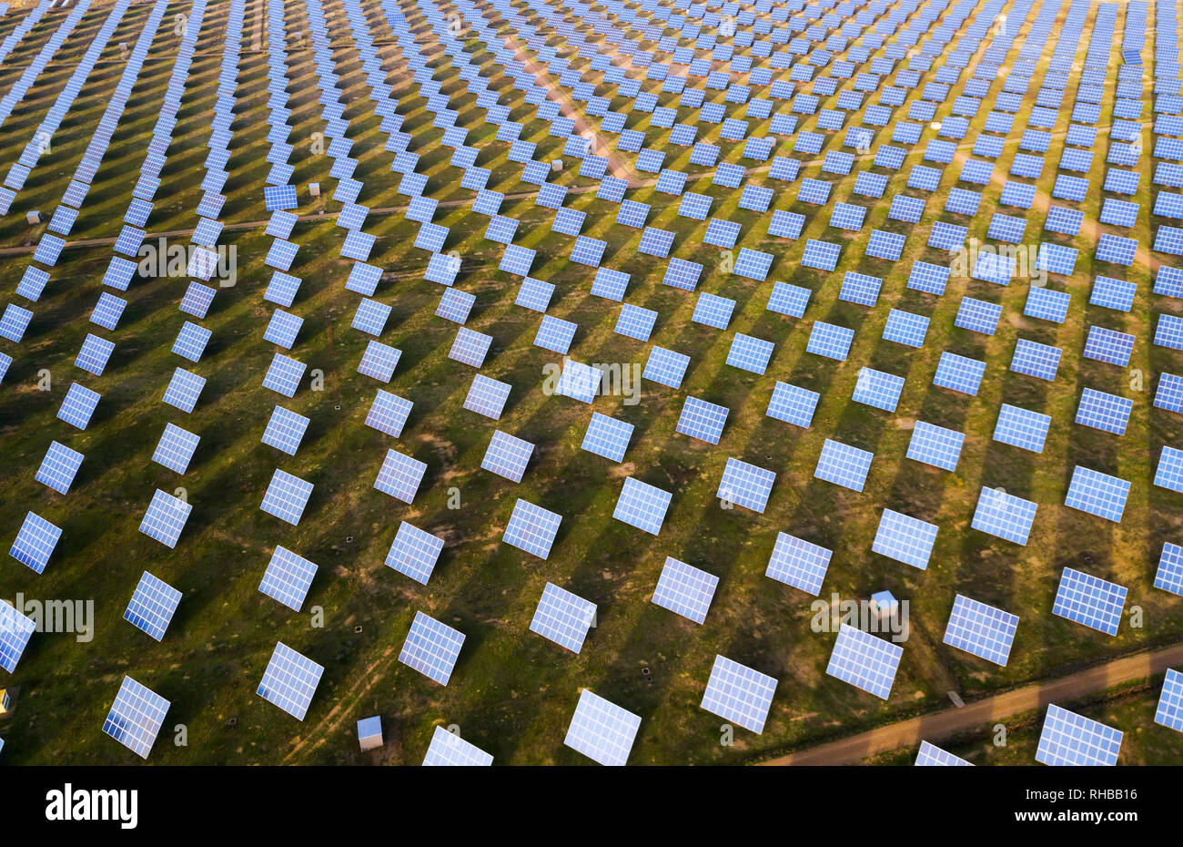 Aerial view of solar panels of modern photovoltaic power station Stock ...