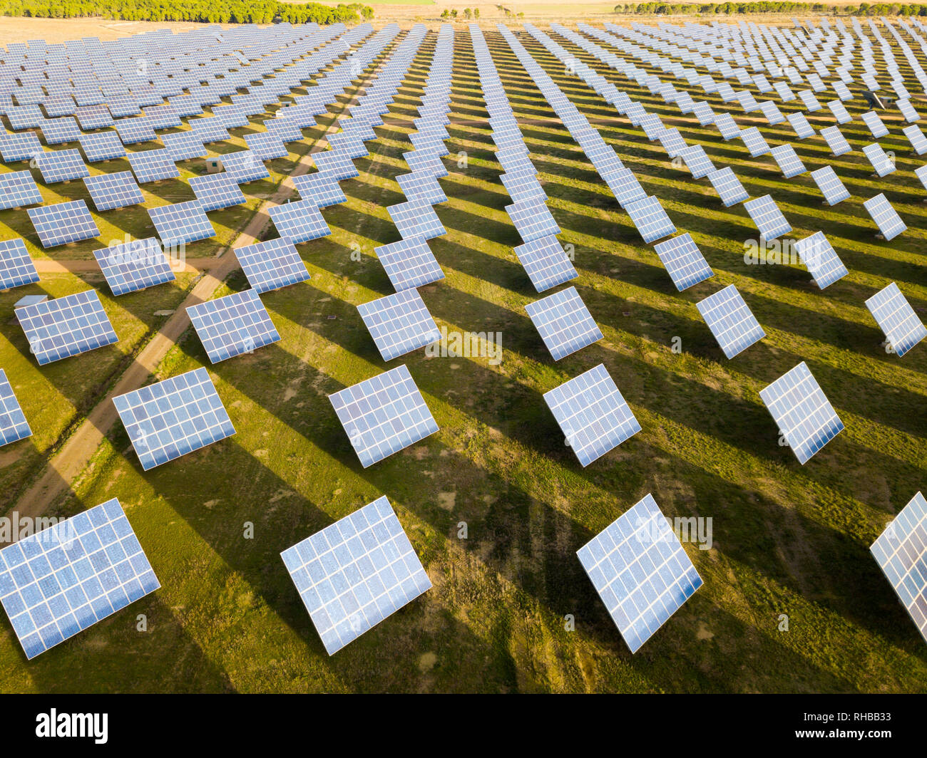 Photovoltaic solar panels at field, aerial photo Stock Photo - Alamy