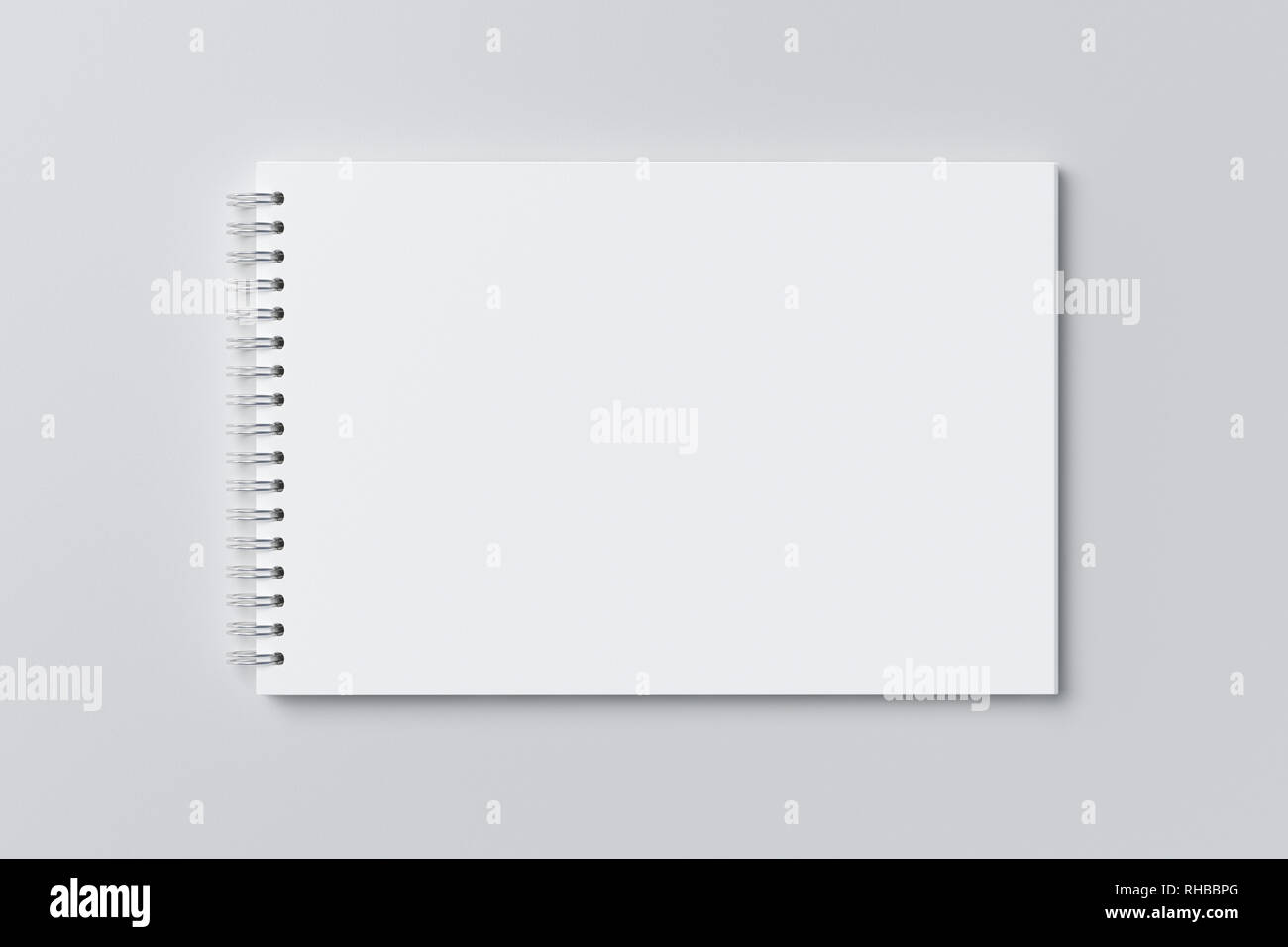 Blank horizontal spiral notepad on white background. With clipping path ...