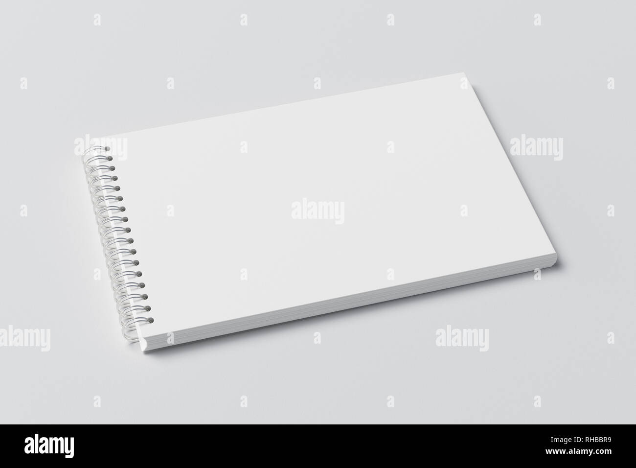 Blank horizontal spiral notepad on white background. With clipping path ...