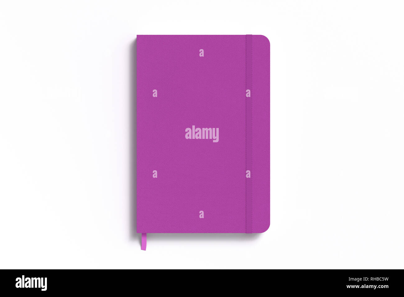 Magenta vertical notebook with elastic band on white background Stock ...