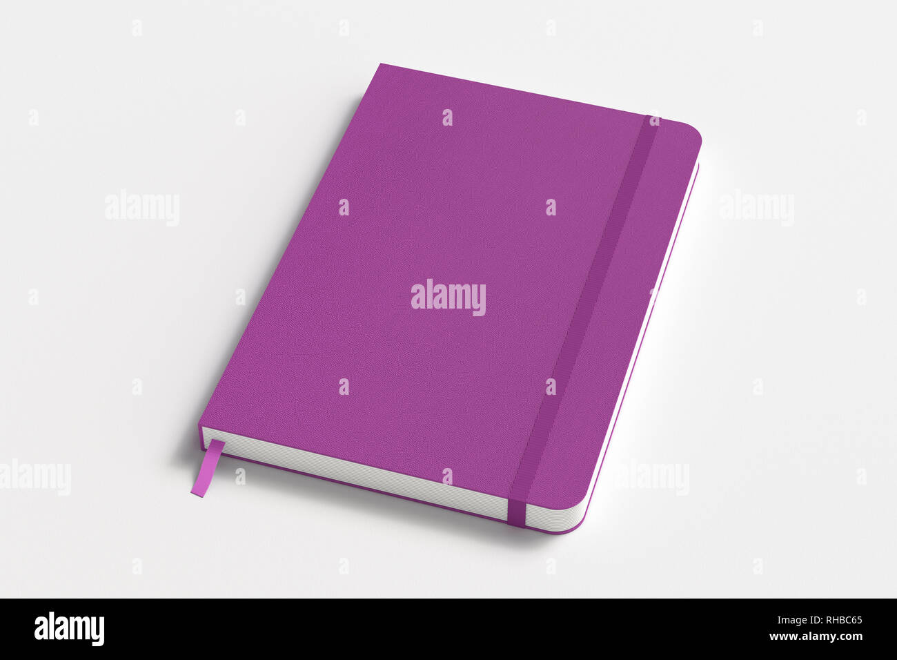 Magenta vertical notebook with elastic band on white background Stock ...