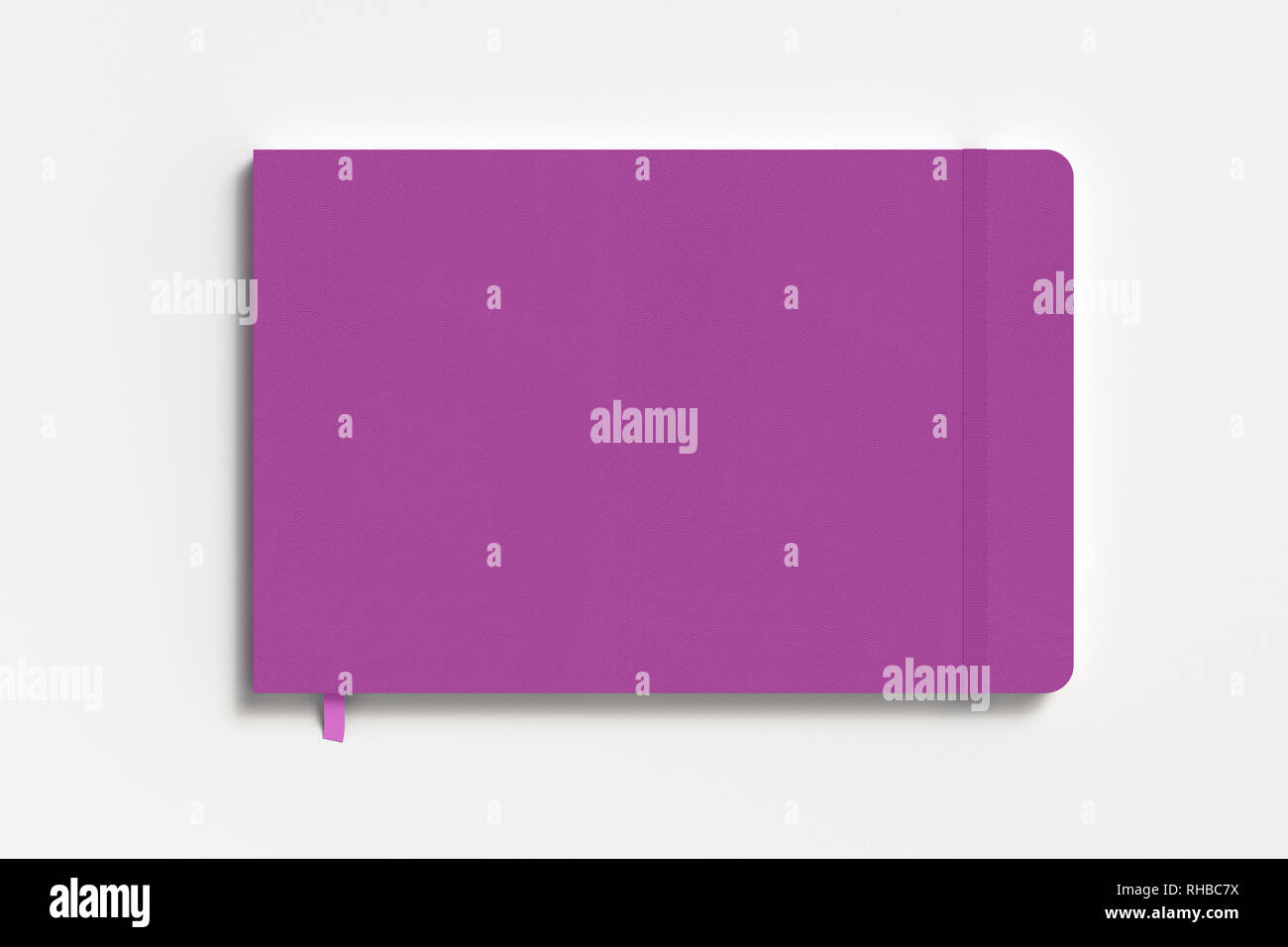Magenta horizontal notebook with elastic band on white background Stock ...