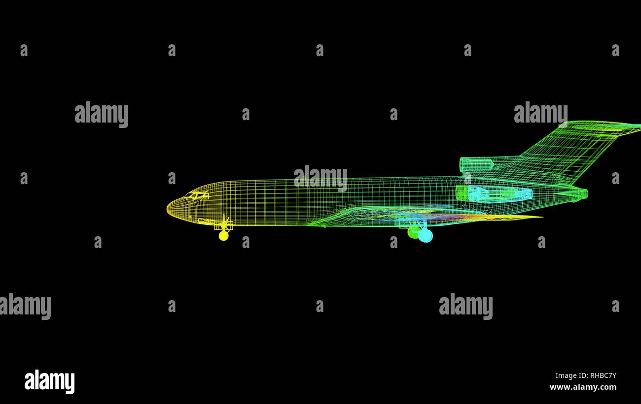 3d rendering of an outline rainbow color object isolated on black Stock ...