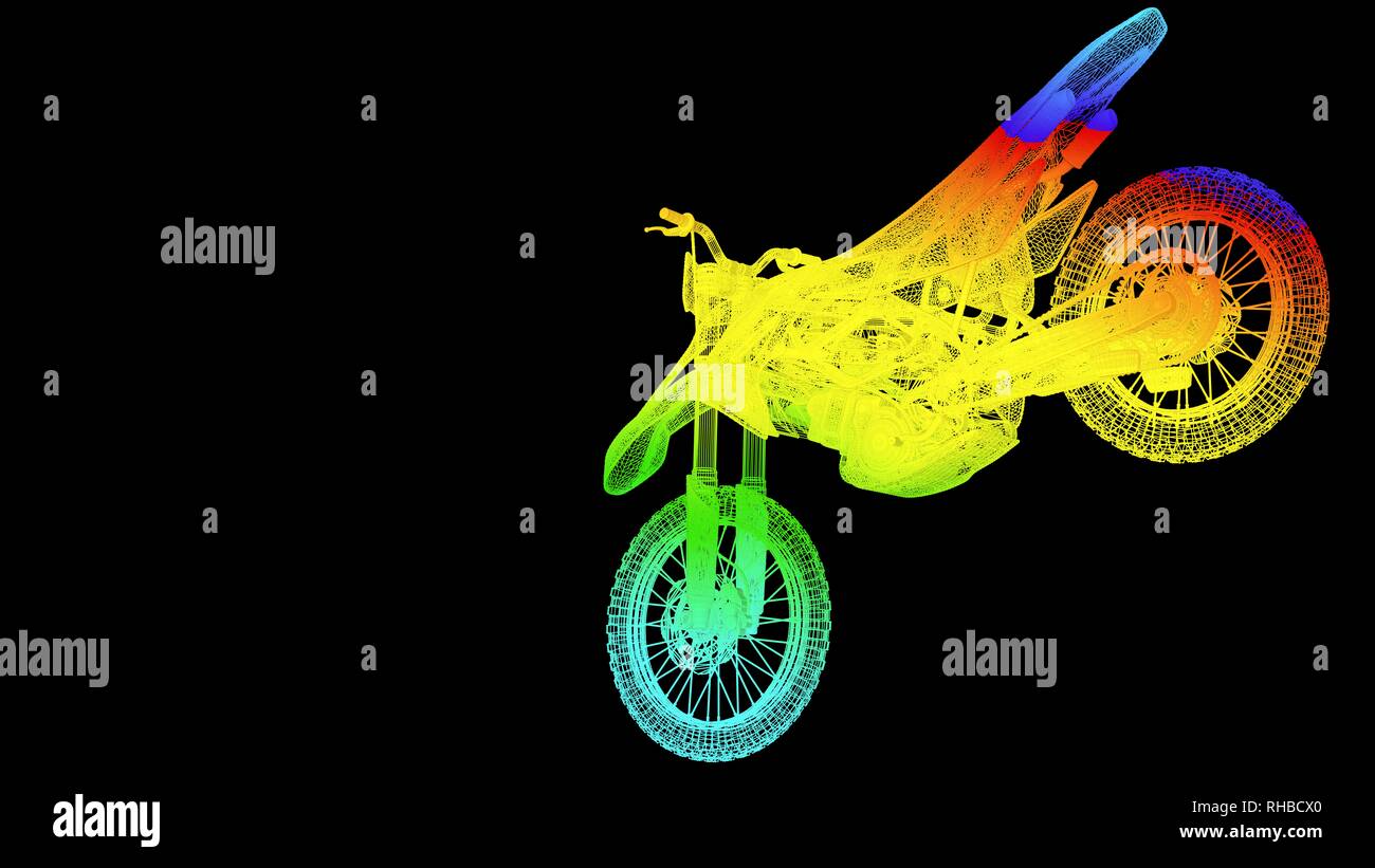 3d rendering of an outline rainbow color object isolated on black Stock ...