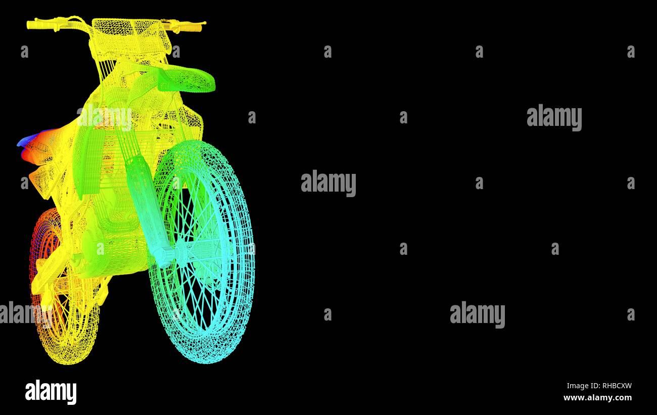 3d rendering of an outline rainbow color object isolated on black Stock ...