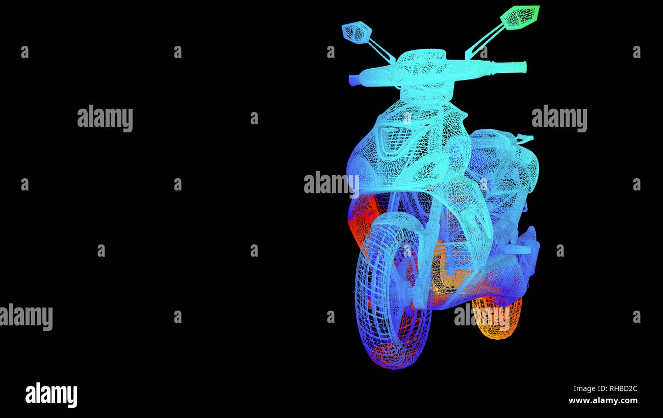 3d rendering of an outline rainbow color object isolated on black Stock ...