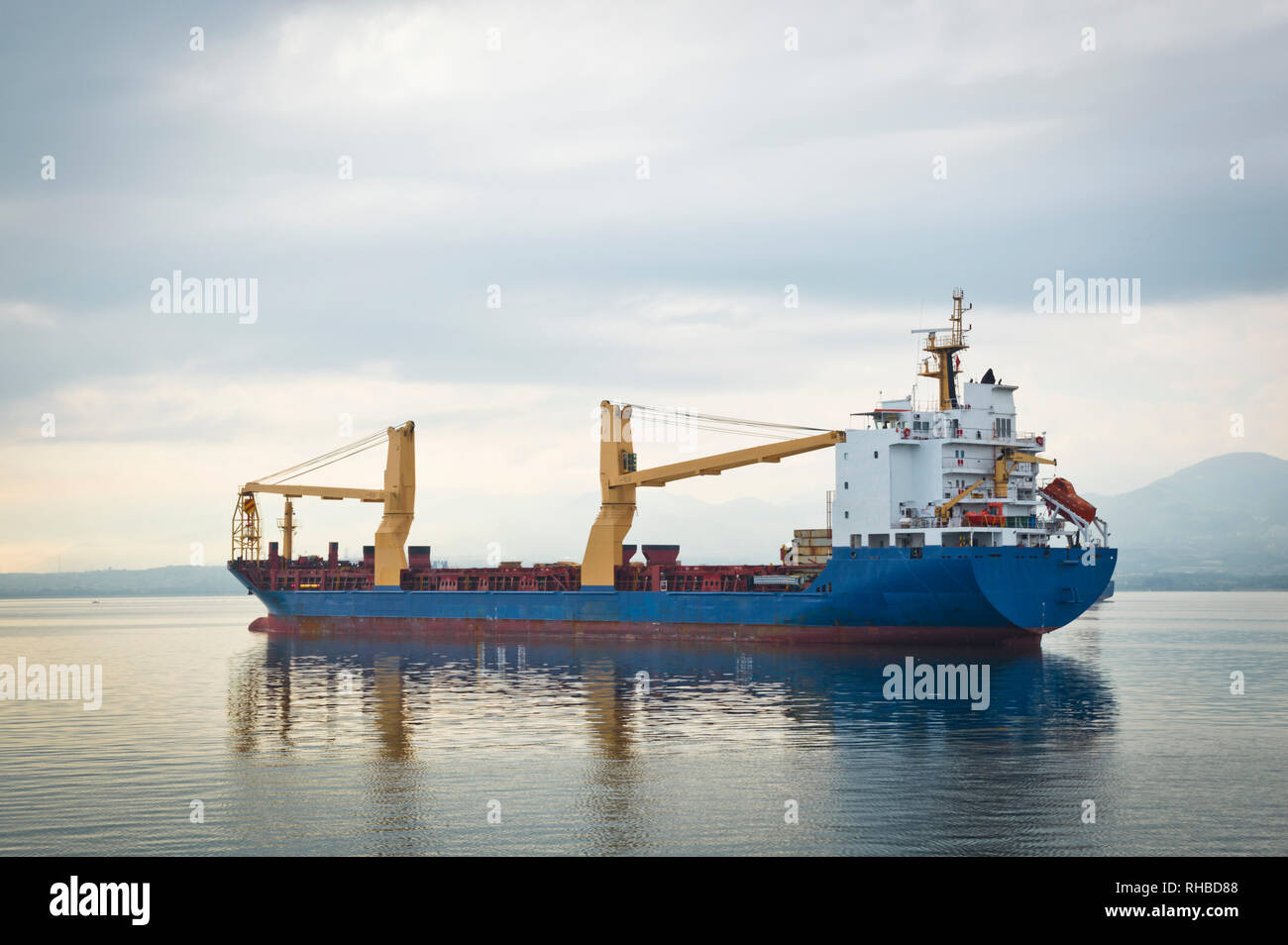 Cargo Ship at Sea Stock Photo - Alamy