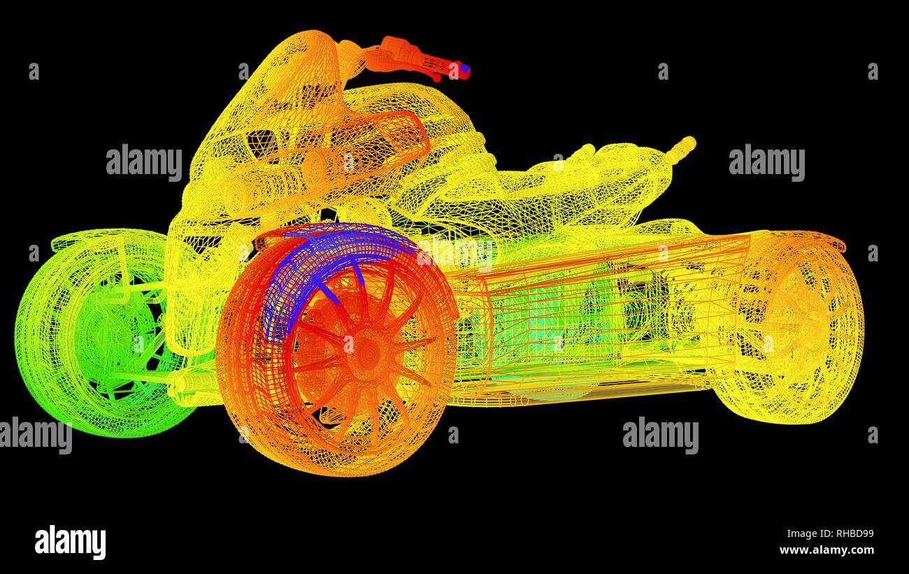 3d rendering of an outline rainbow color object isolated on black Stock ...