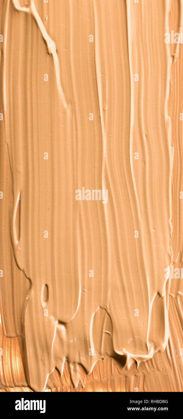 Make-up base foundation brush strokes, flatlay - cosmetic products ...