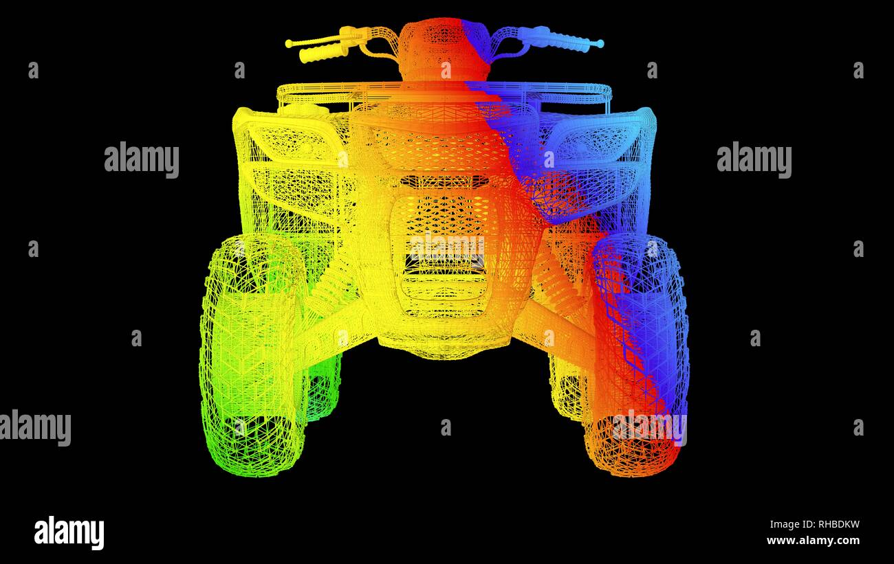 3d rendering of an outline rainbow color object isolated on black Stock ...