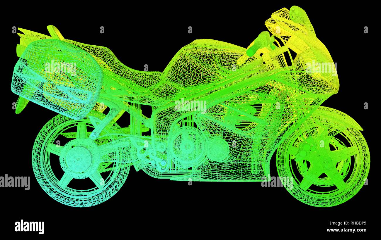 3d rendering of an outline rainbow color object isolated on black Stock ...