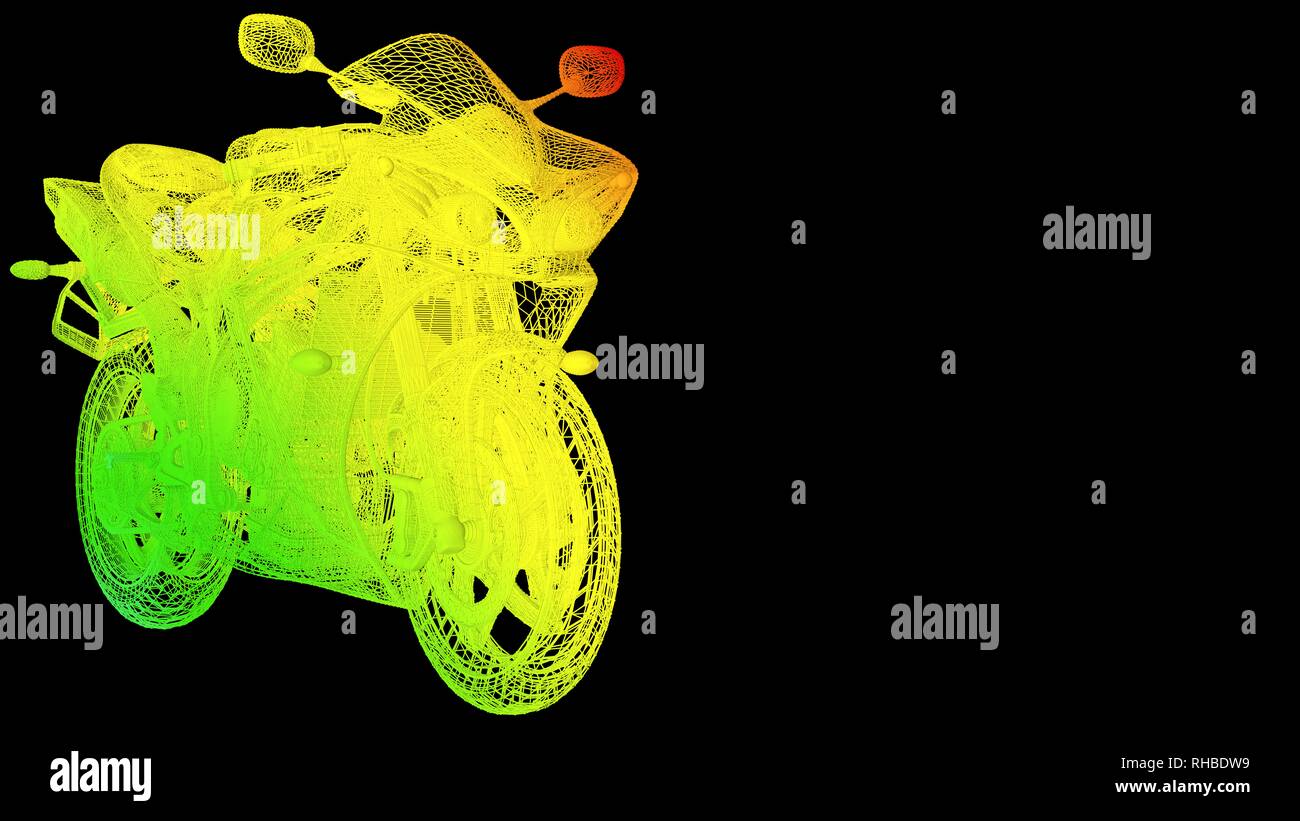 3d rendering of an outline rainbow color object isolated on black Stock ...