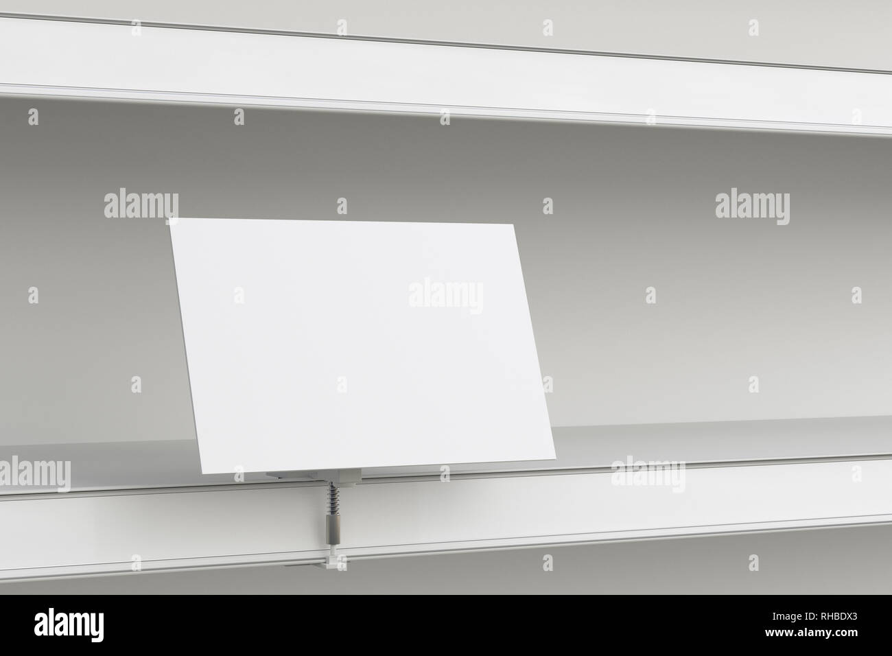 Blank shelf advertising label or stopper on empty shelf. Include ...