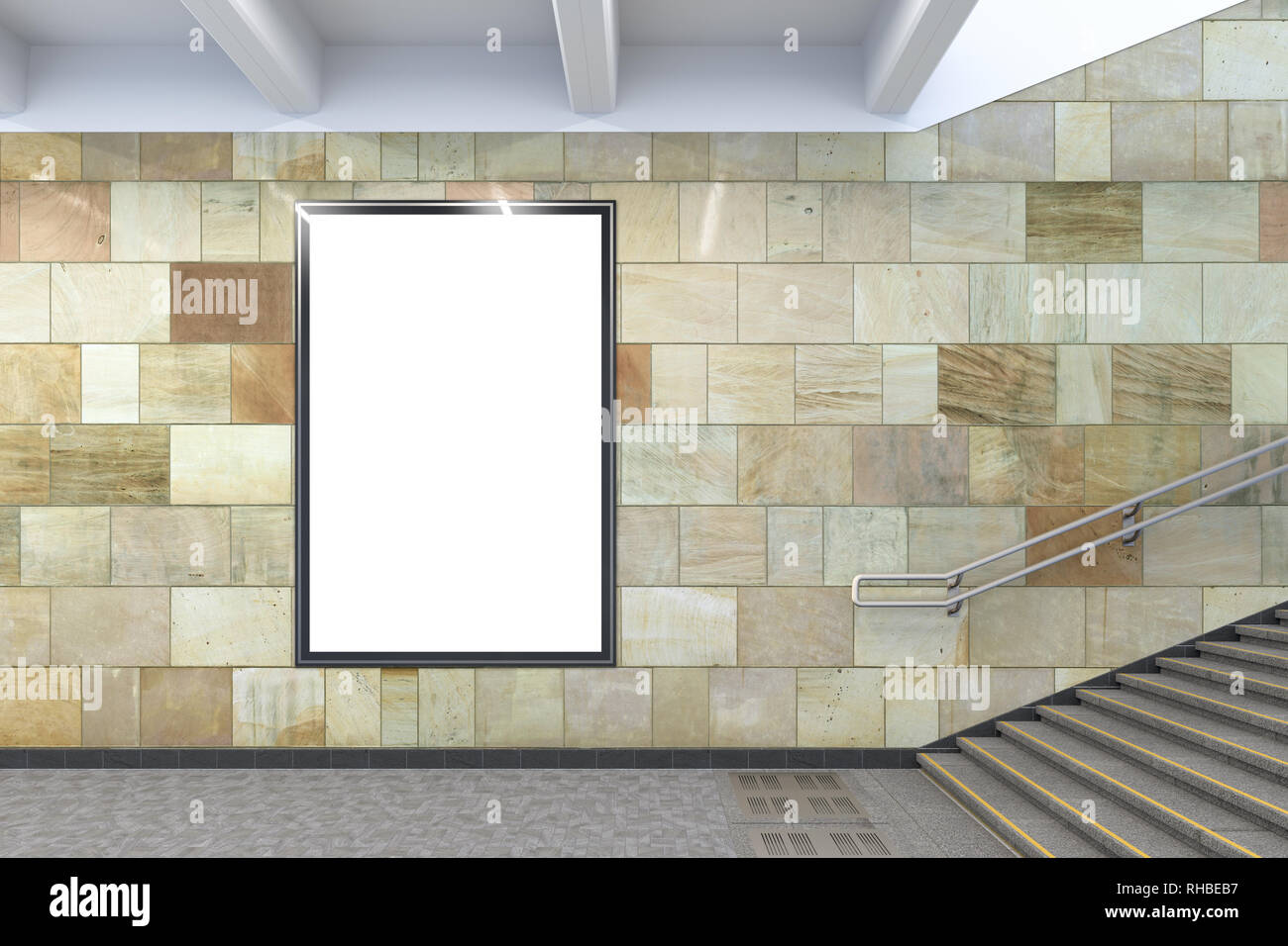 Blank vertical advertising billboard mockup underground with clipping ...