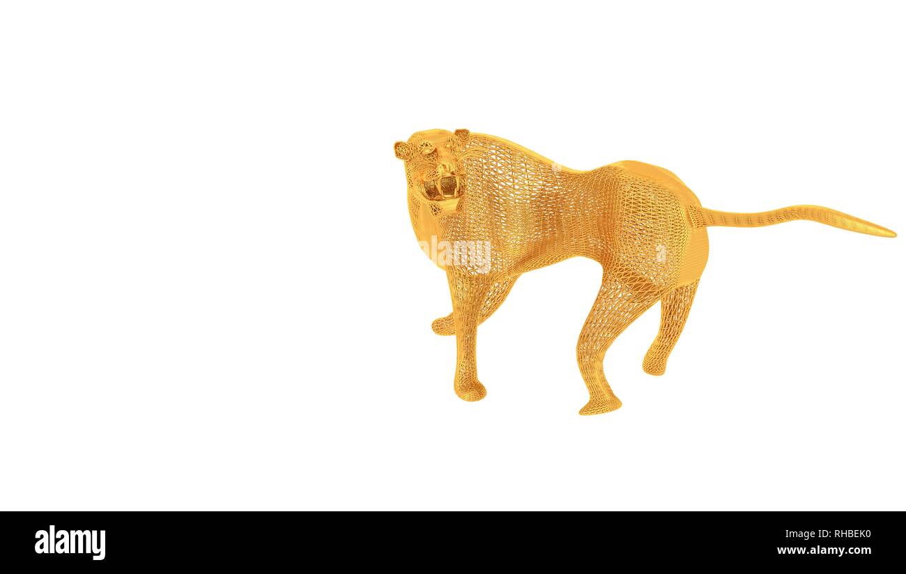 3d rendering of a wired object in yellow on isolated on white ...