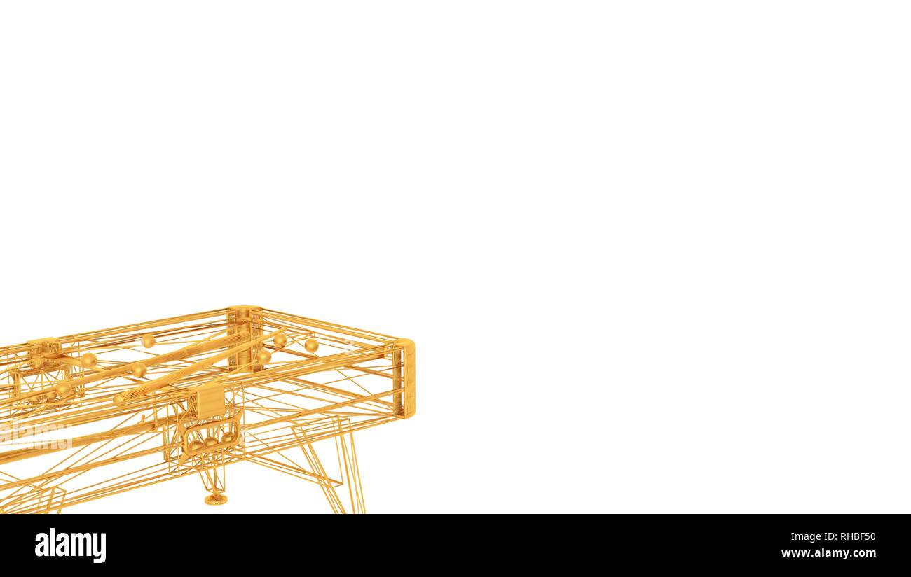 3d rendering of a wired object in yellow on isolated on white ...