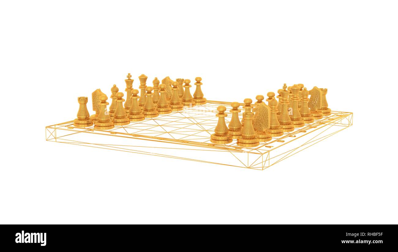 3d rendering of a wired object in yellow on isolated on white ...