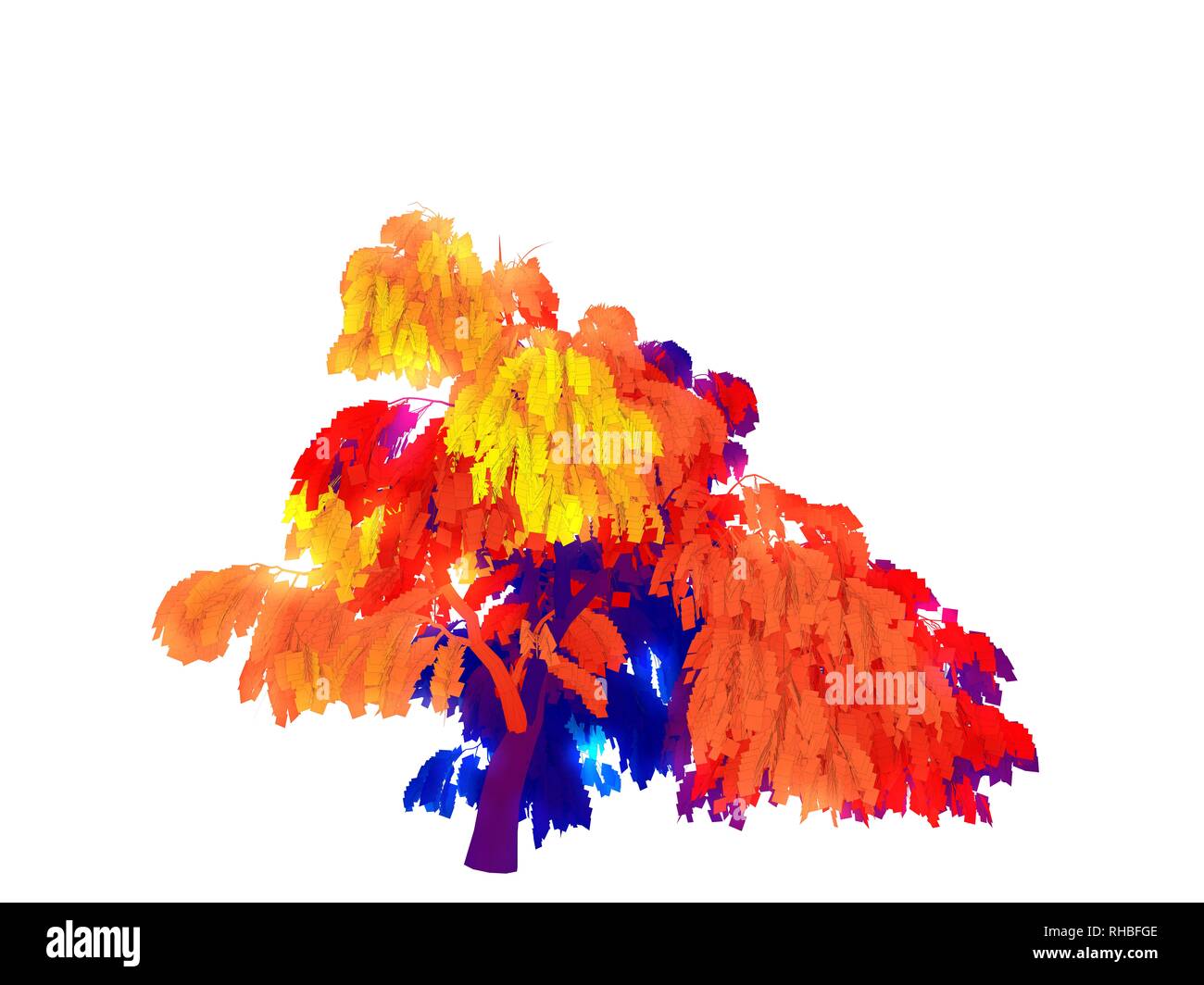 3d rendering of a rainbow colorful tree isolated on white background ...