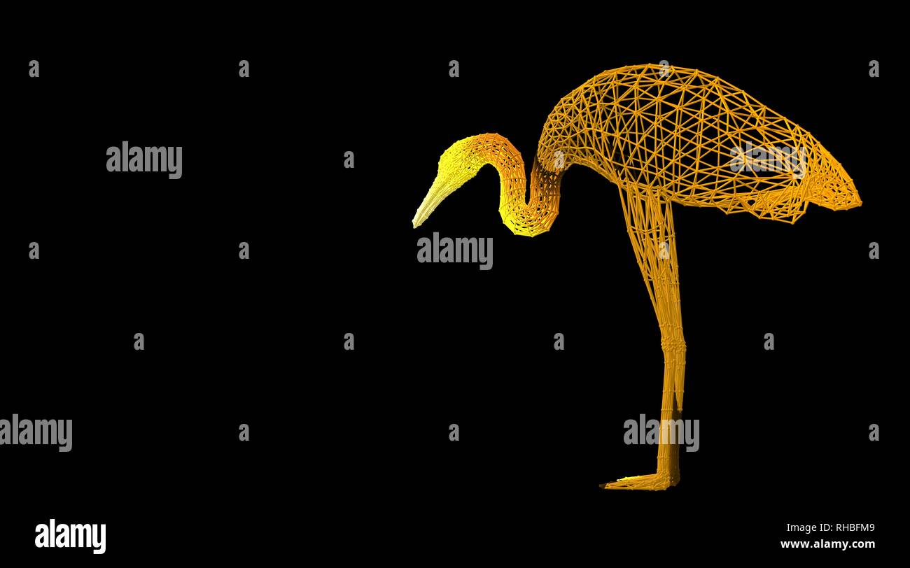 3d rendering of an animal wireframe isolated on a black background ...