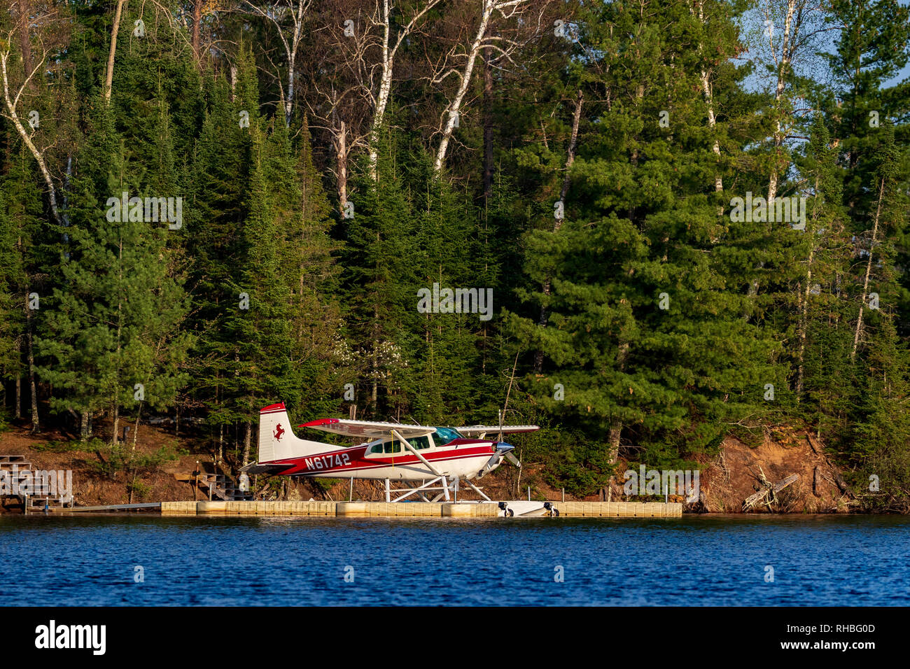 Float plane on the Chippewa Flowage in northern Wisconsin Stock Photo ...