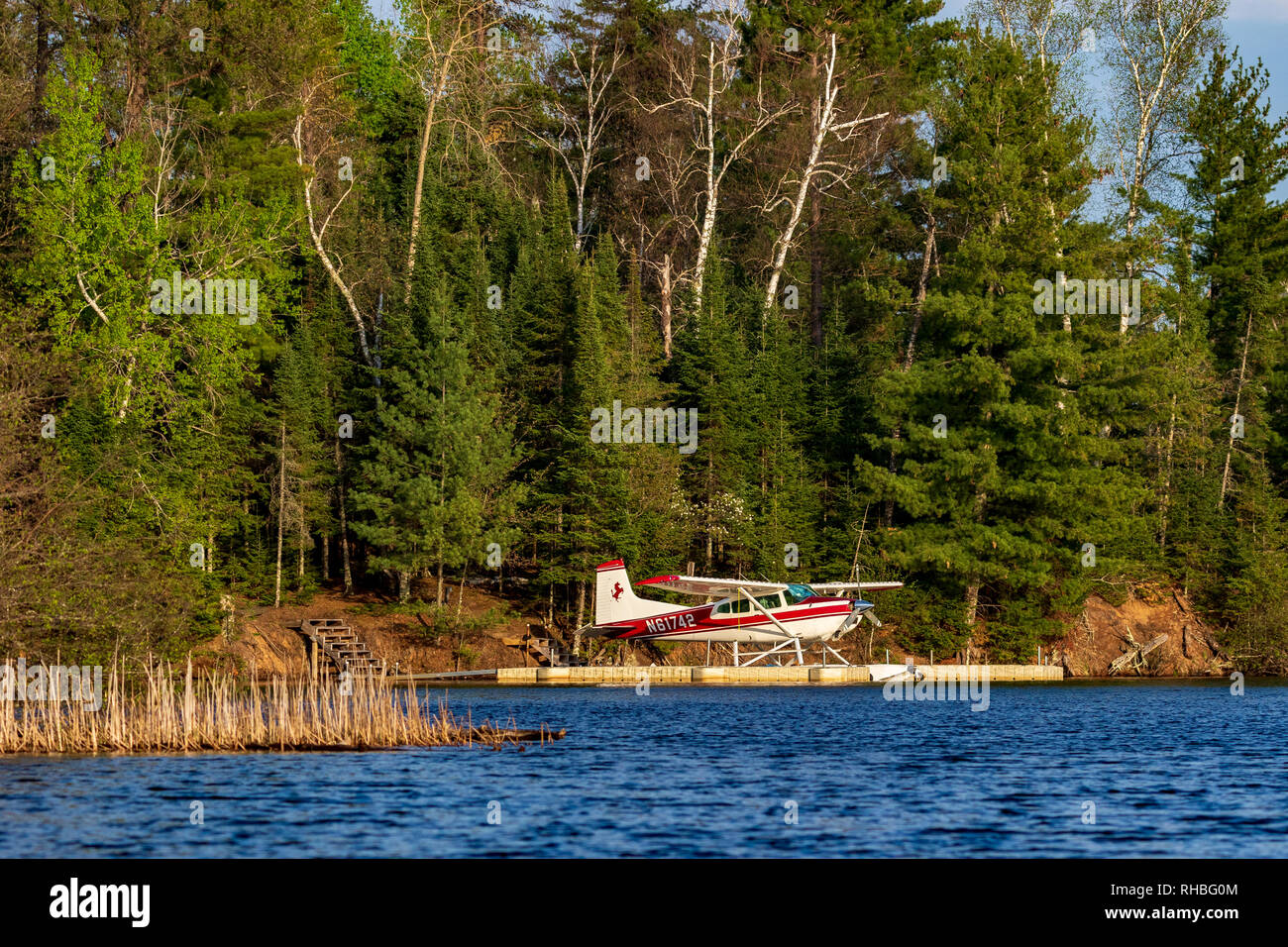 Float plane on the Chippewa Flowage in northern Wisconsin Stock Photo ...