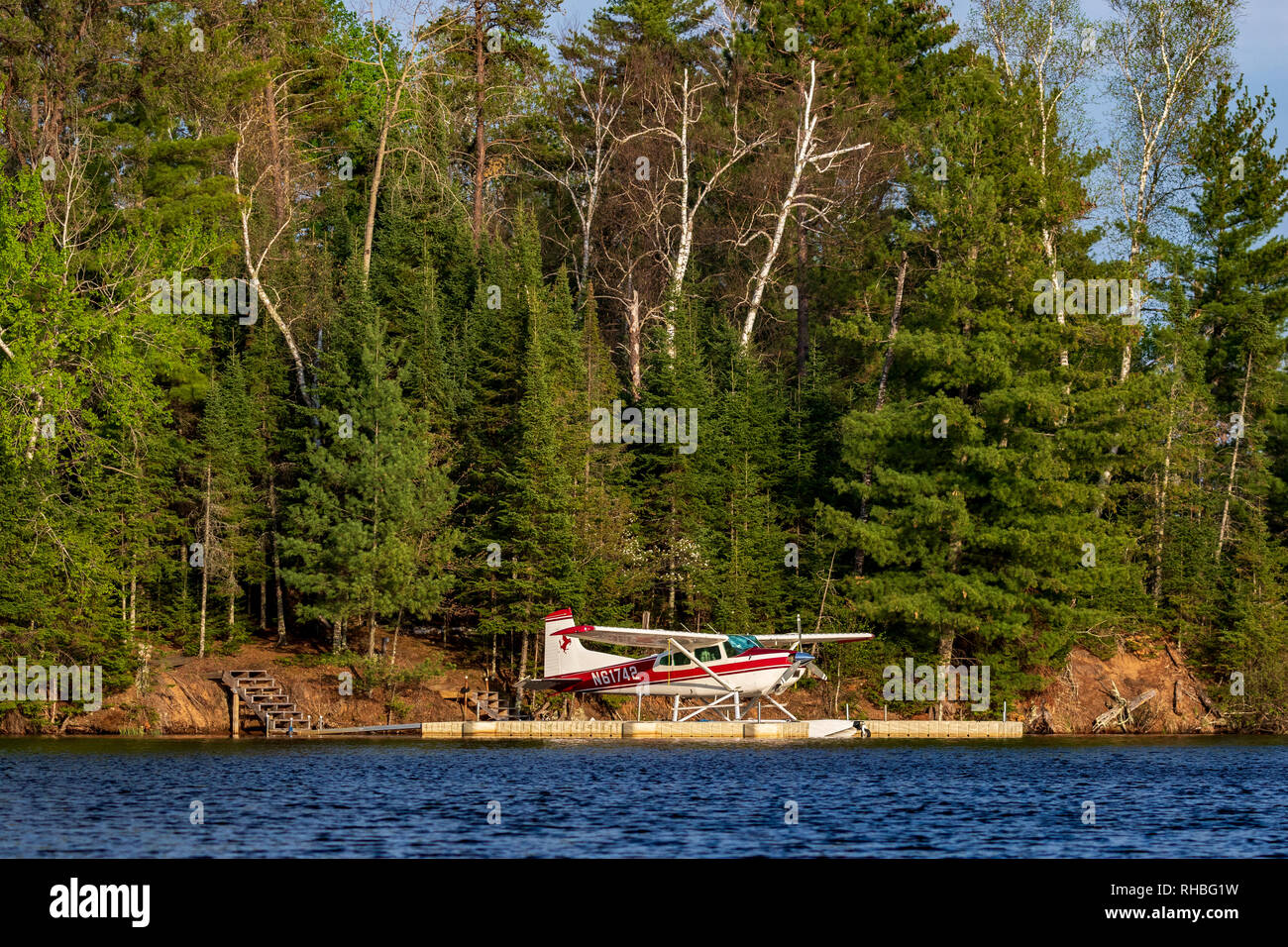 Float plane on the Chippewa Flowage in northern Wisconsin Stock Photo ...