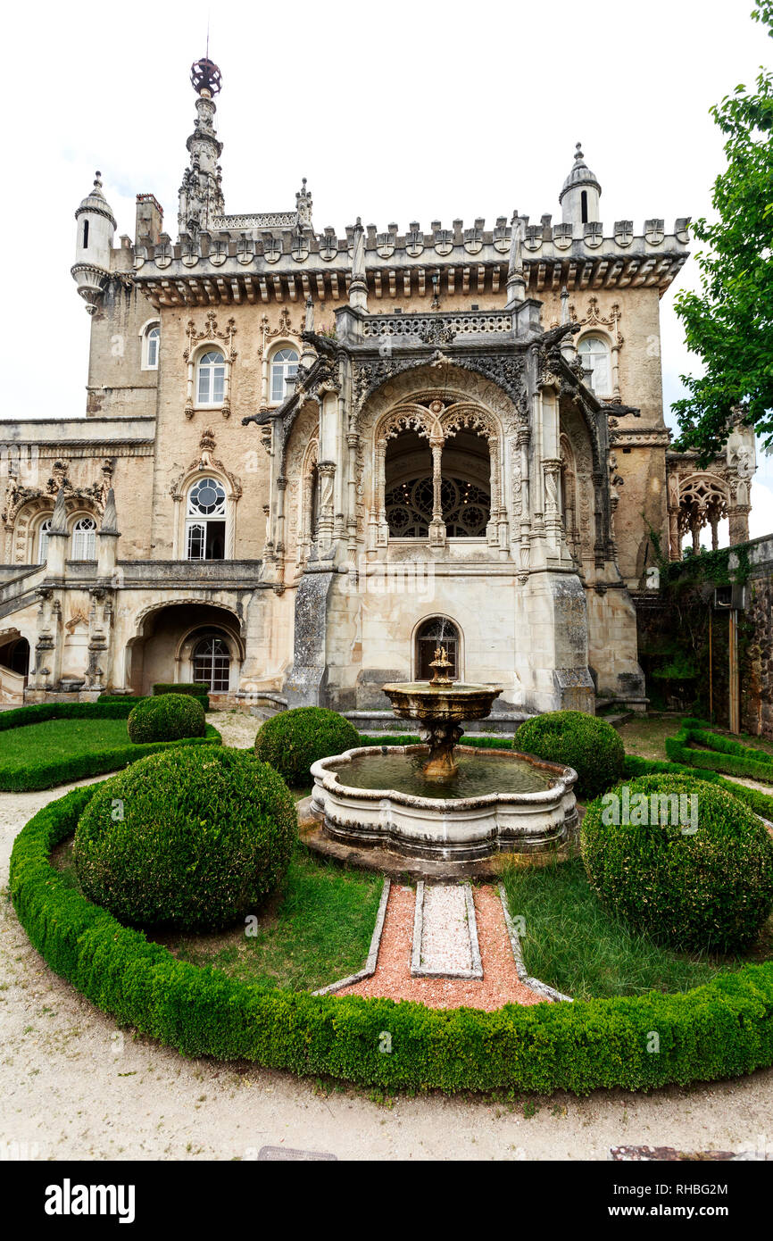 Detail of the Palace Hotel of Bussaco and French garden, a luxury hotel ...