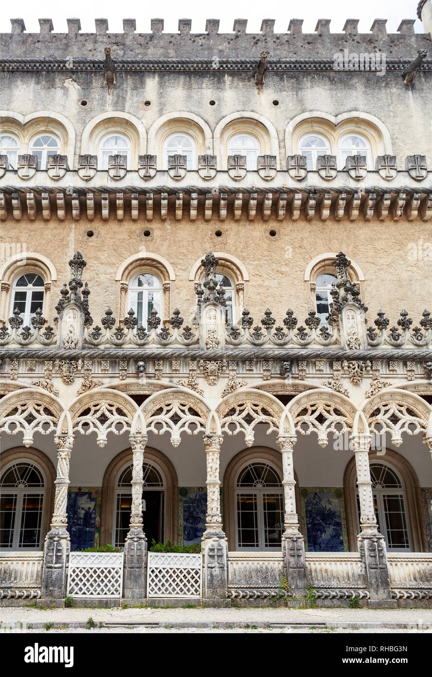 Detail of the Palace Hotel of Bussaco, a luxury hotel built in late ...