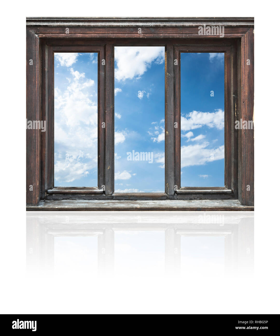 Wooden window view Cut Out Stock Images & Pictures - Alamy