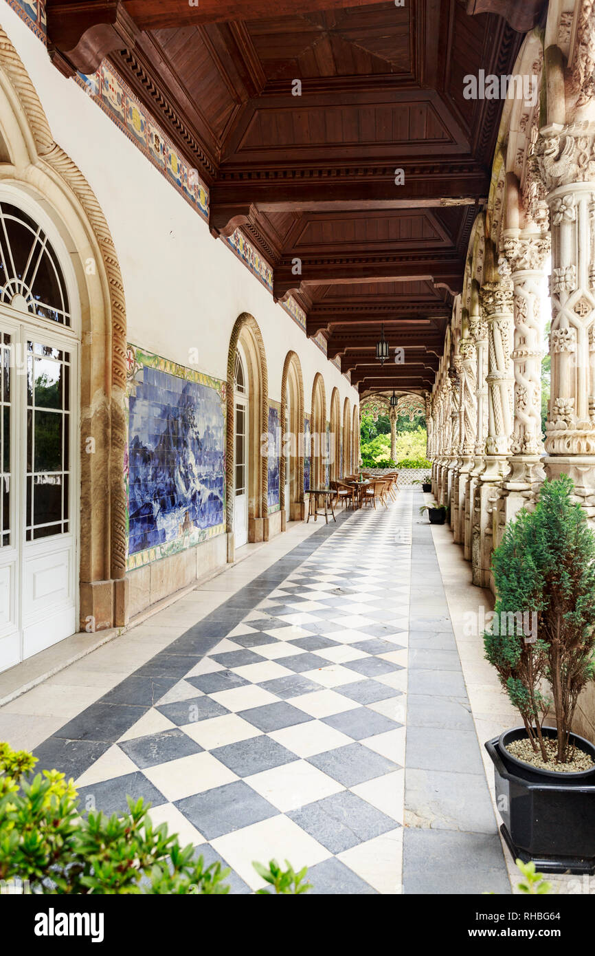 Detail of the Palace Hotel of Bussaco, a luxury hotel built in late ...