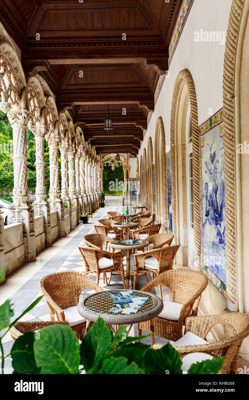 Detail of the Palace Hotel of Bussaco, a luxury hotel built in late ...