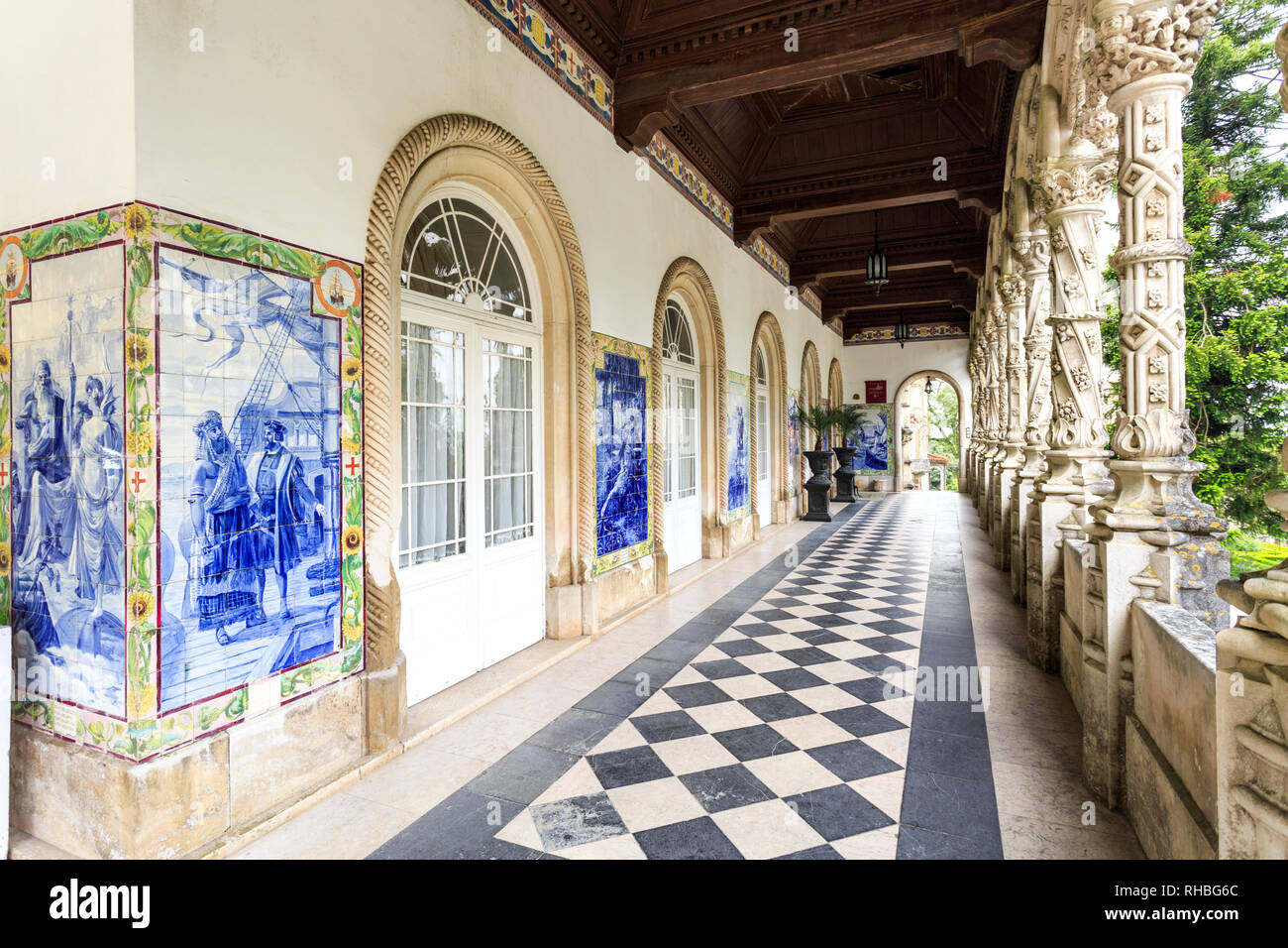 Detail of the Palace Hotel of Bussaco, a luxury hotel built in late ...
