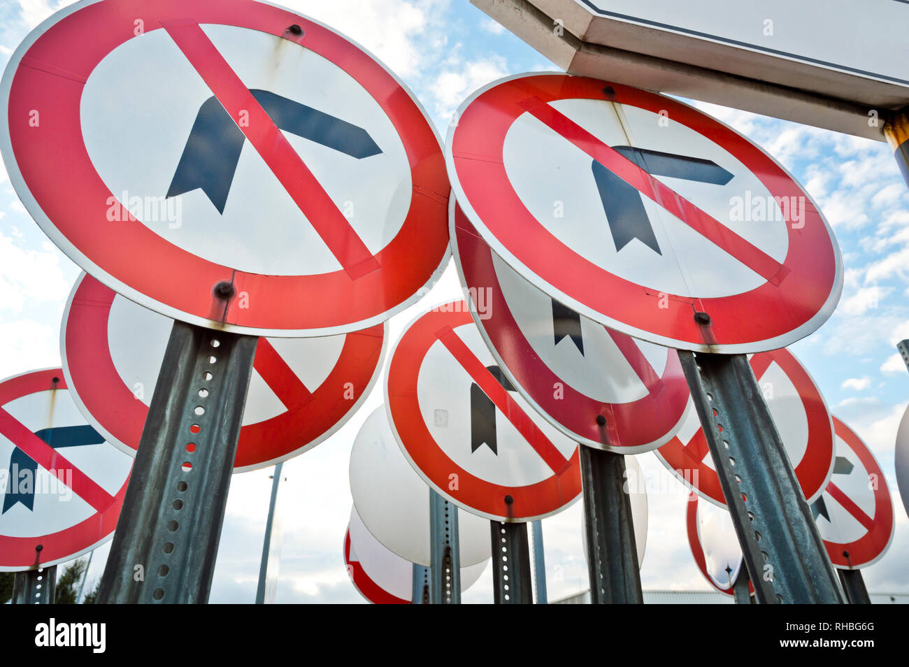 No Left Right Turn Sign Stock Photo - Alamy