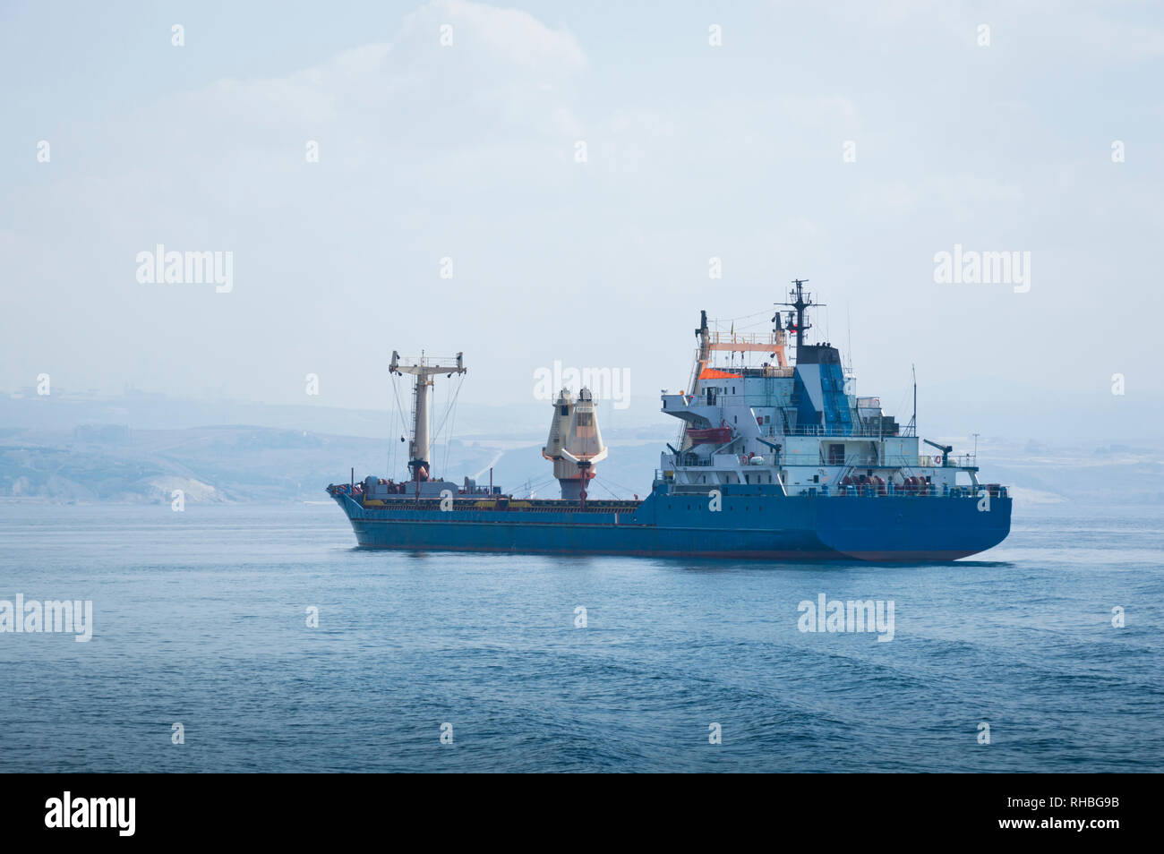 Cargo Ship at Sea Stock Photo - Alamy