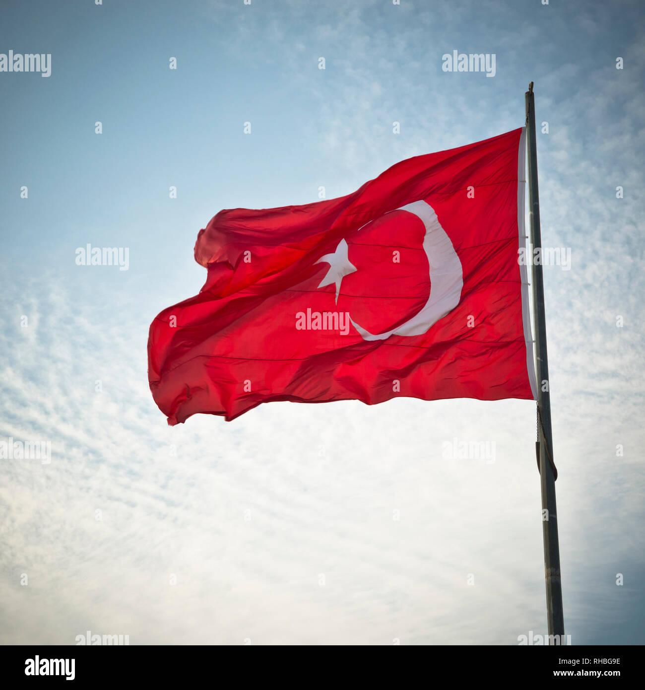 Large turkish flag turkey waving hi-res stock photography and images ...