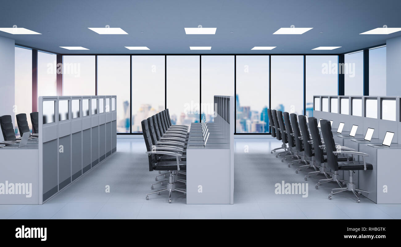 3d rendering empty office cubicle or workspace Stock Photo - Alamy