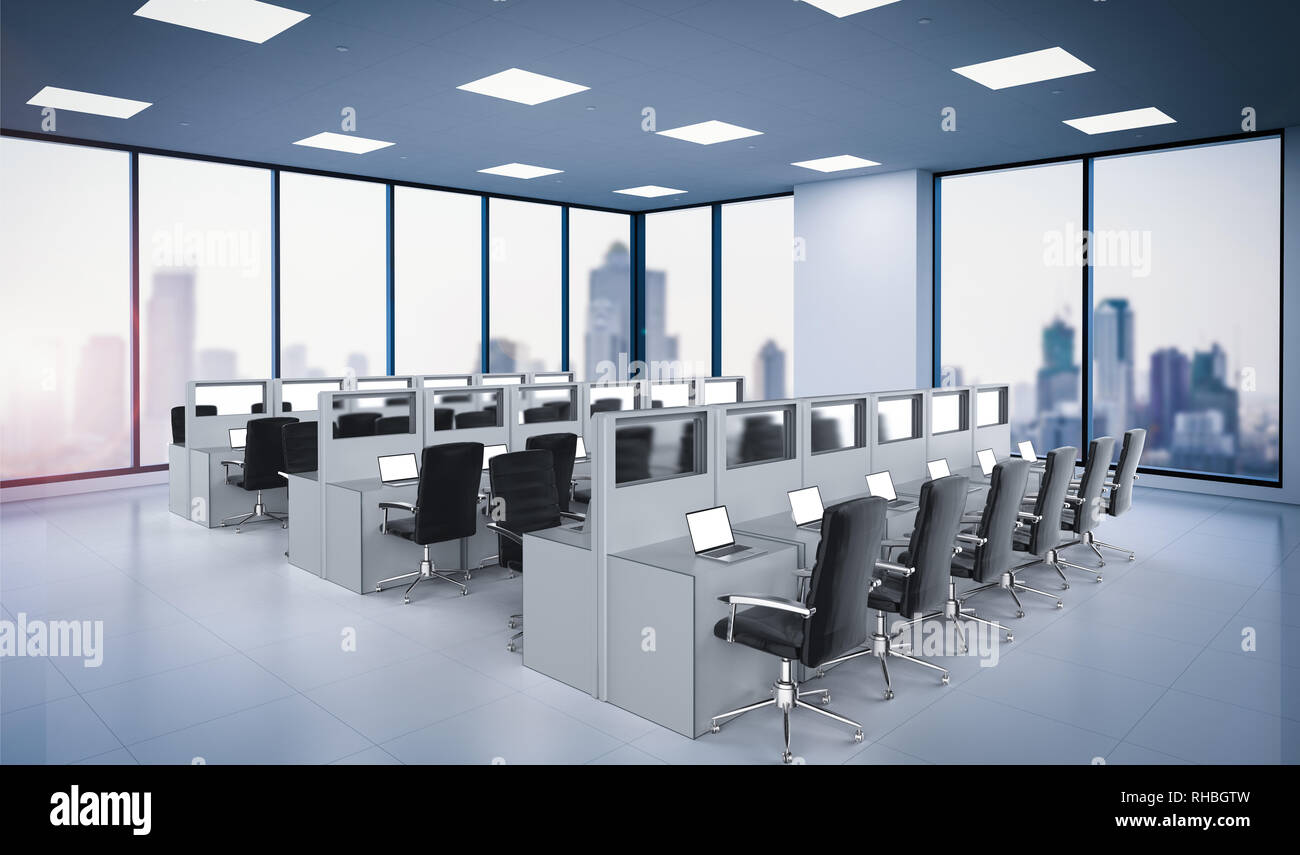 3d rendering empty office cubicle or workspace Stock Photo - Alamy