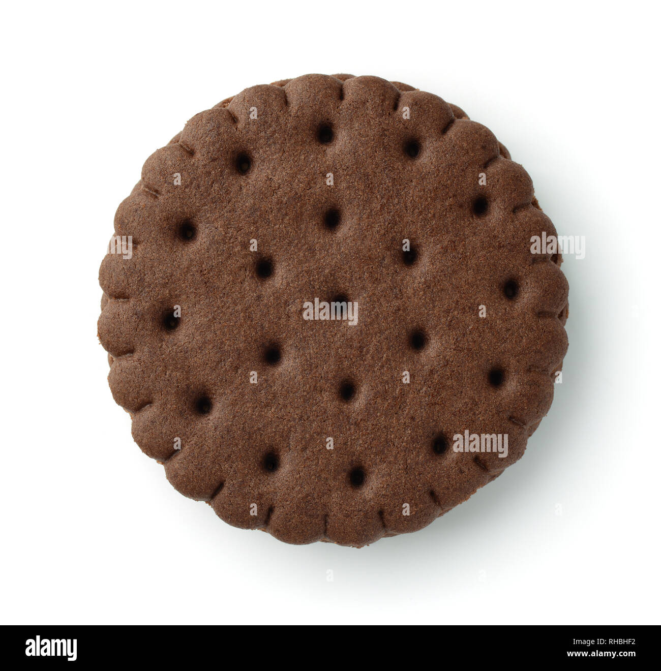 Top view of chocolate sandwich biscuit isolated on white Stock Photo ...