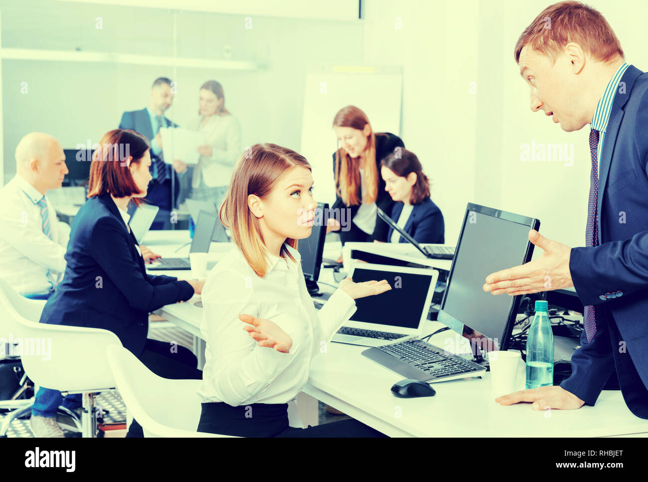 Outraged angry manager expressing dissatisfaction with work of ...