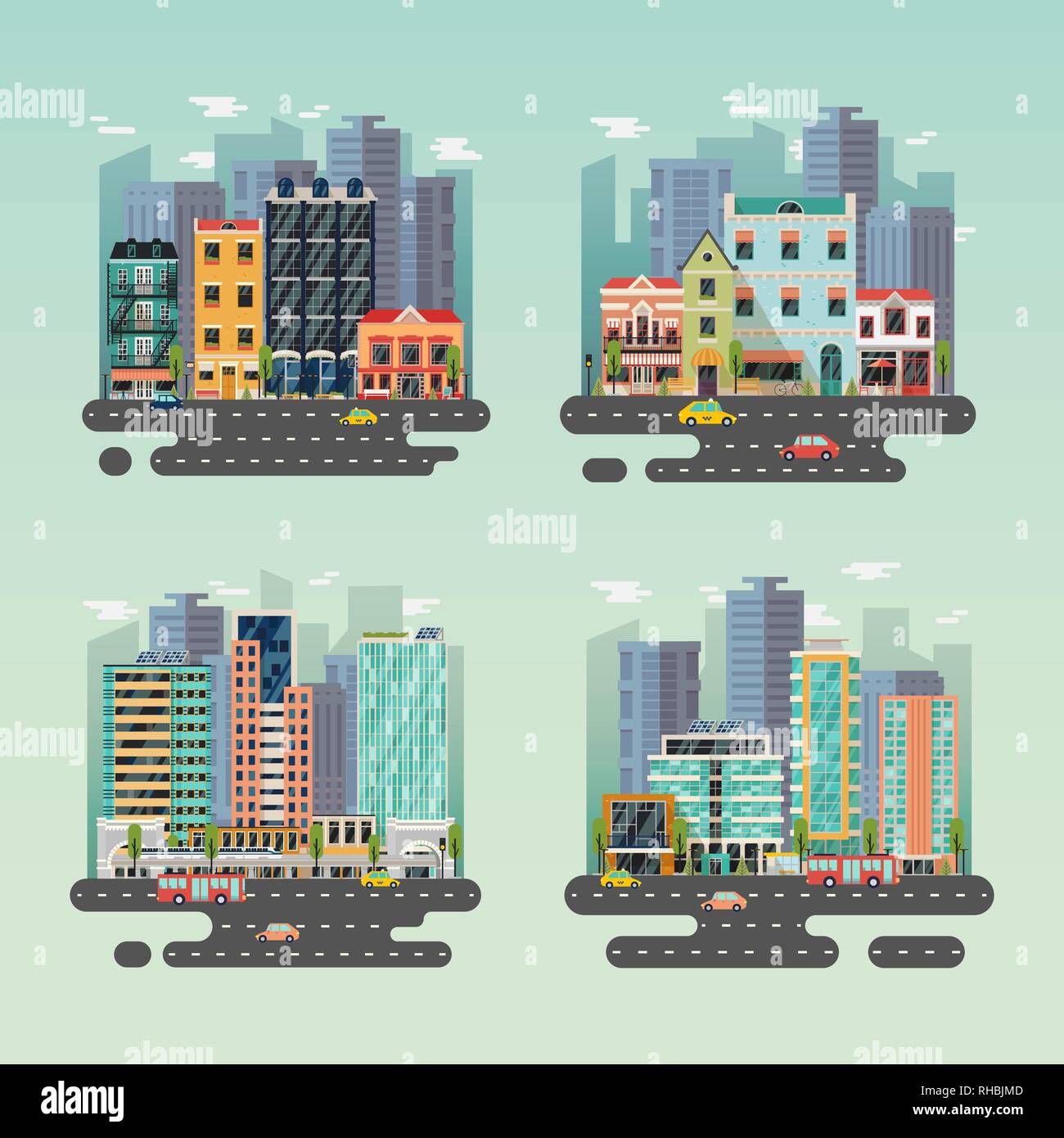 High street view Stock Vector Images - Alamy