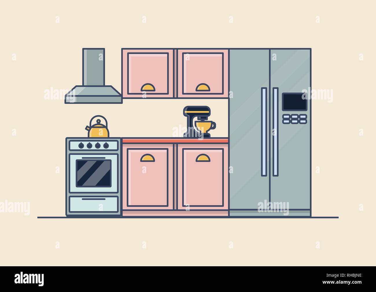 Kitchen refrigerator furniture in apartment Stock Vector Images - Alamy