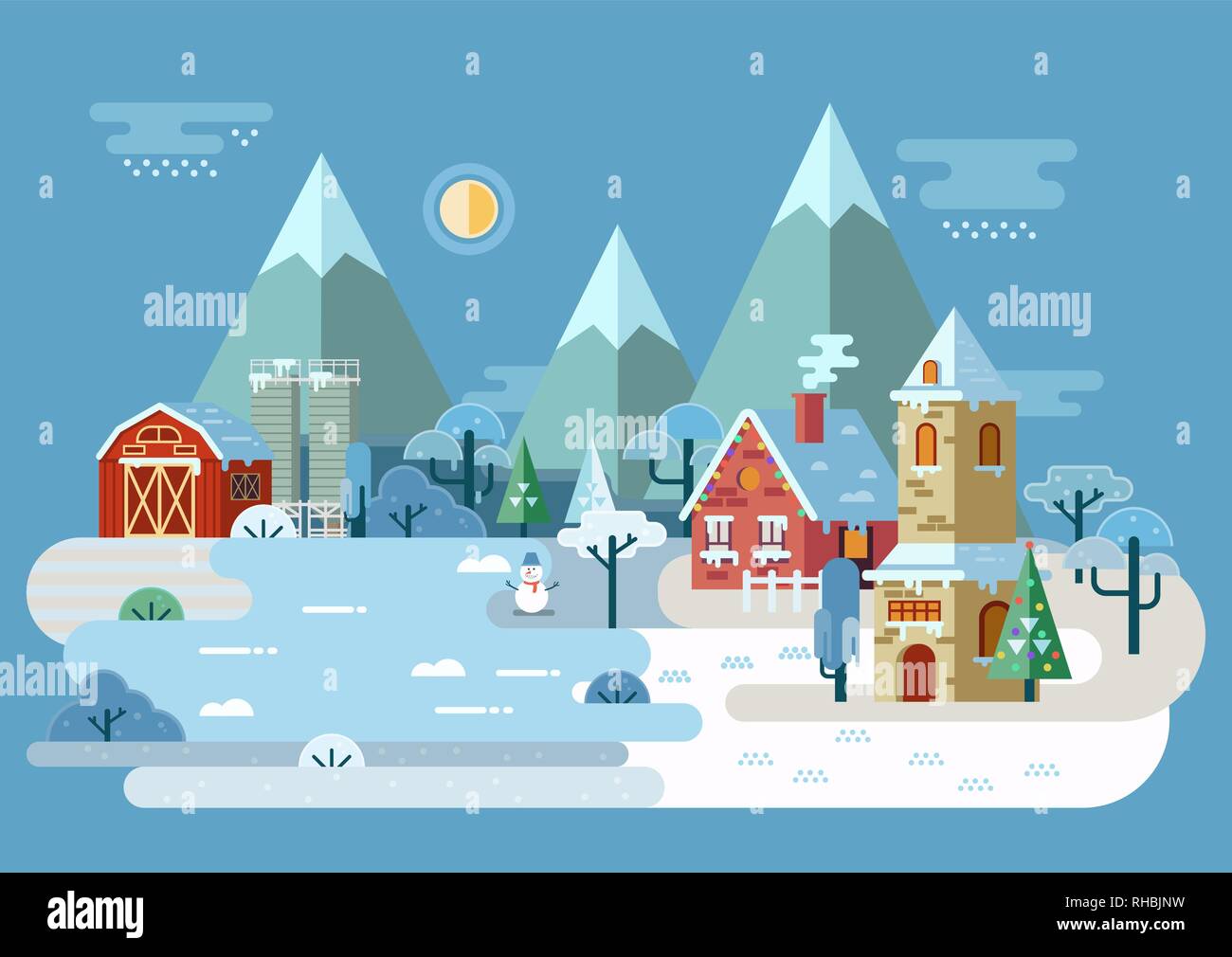 Village church Stock Vector Images - Alamy