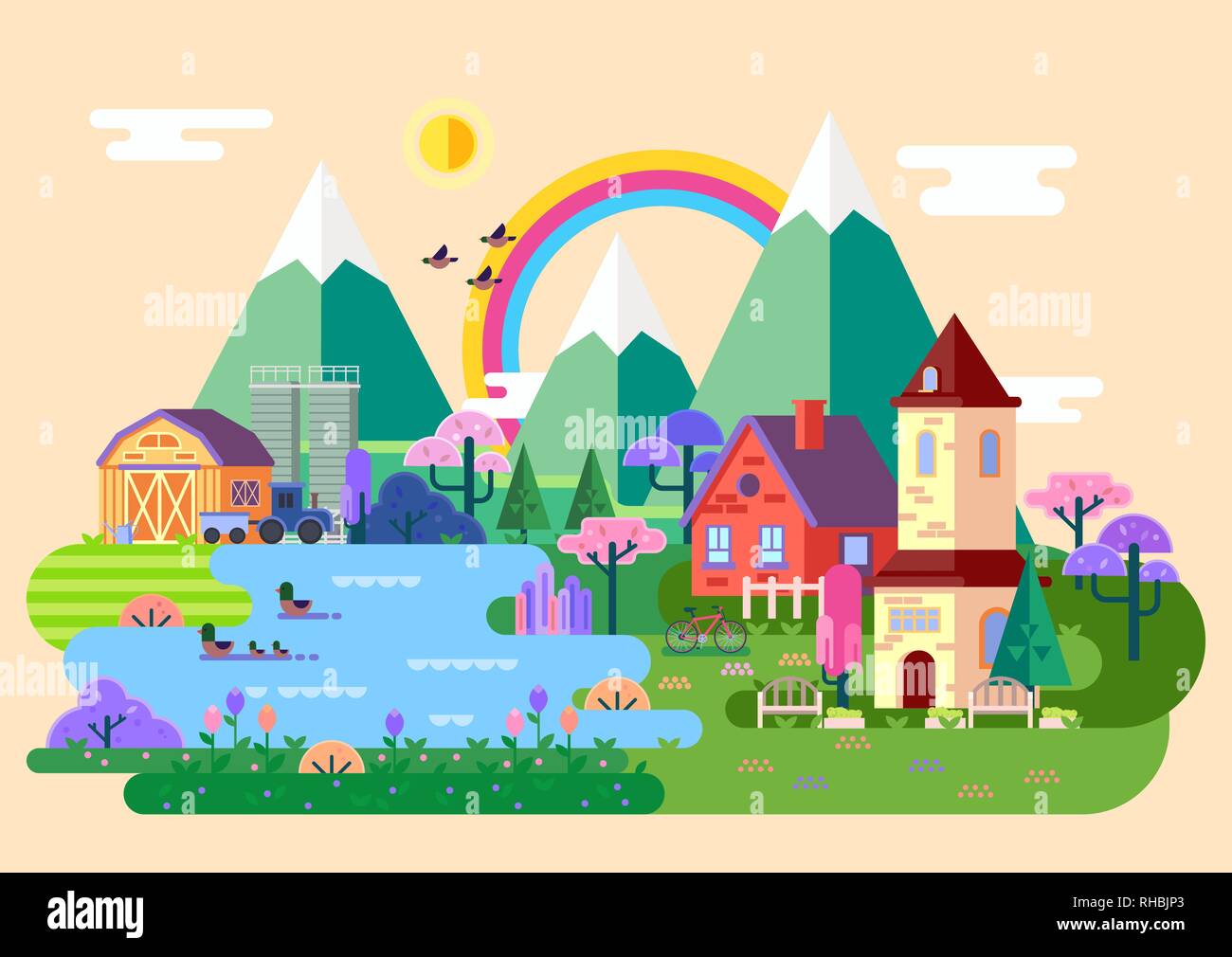 Town spring Stock Vector Images - Alamy