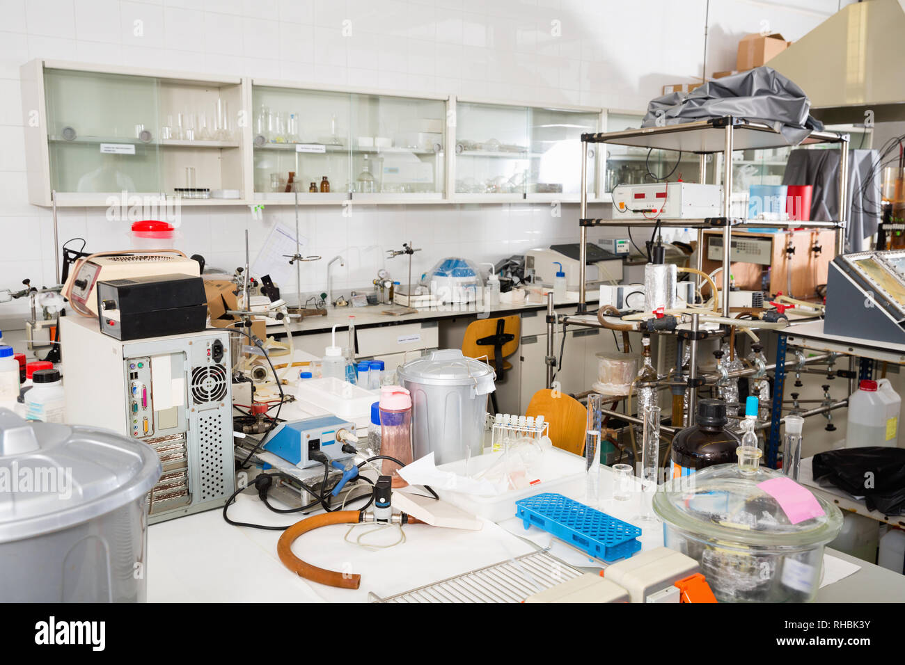 Interior of chemical laboratory equipped with different tools and ...