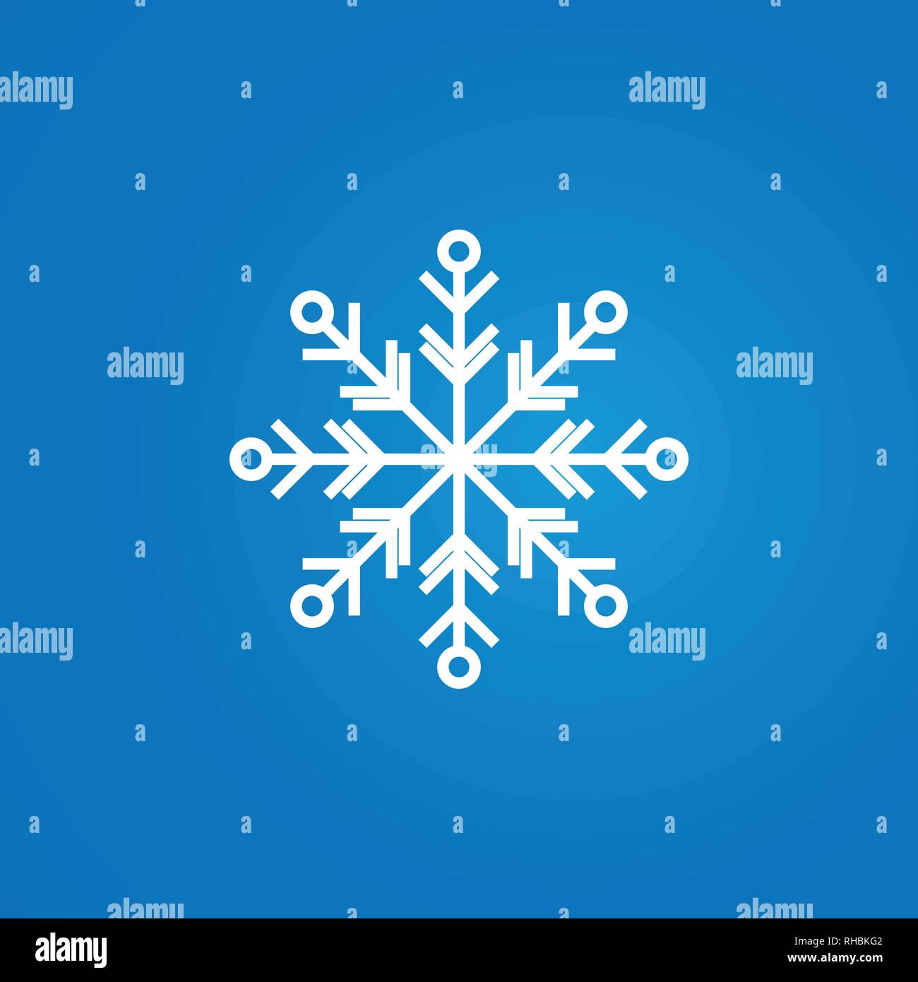 Vector illustration. White snowflake on a blue gradient background ...