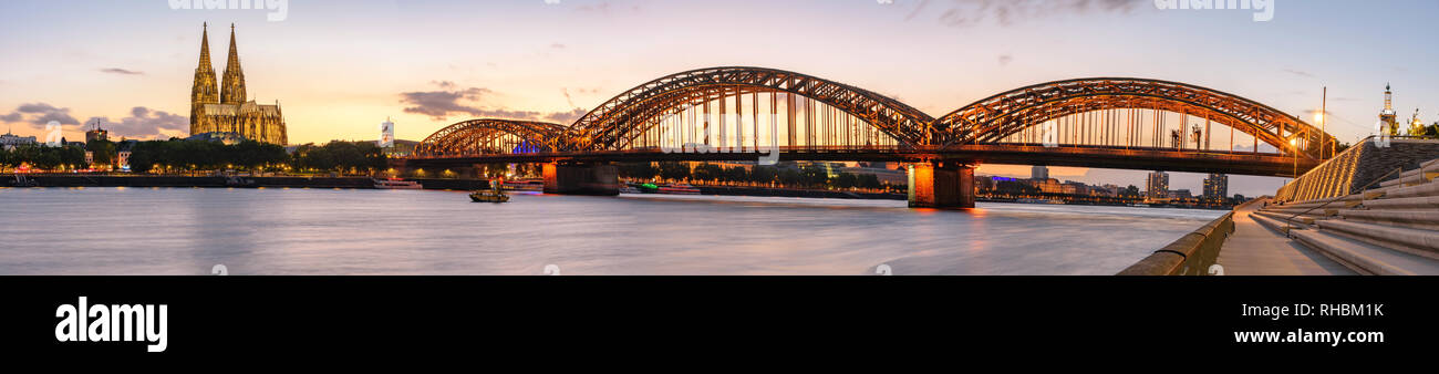 Panoramic view of Cologne Cathedral and Hohenzollern bridge, Cologne ...