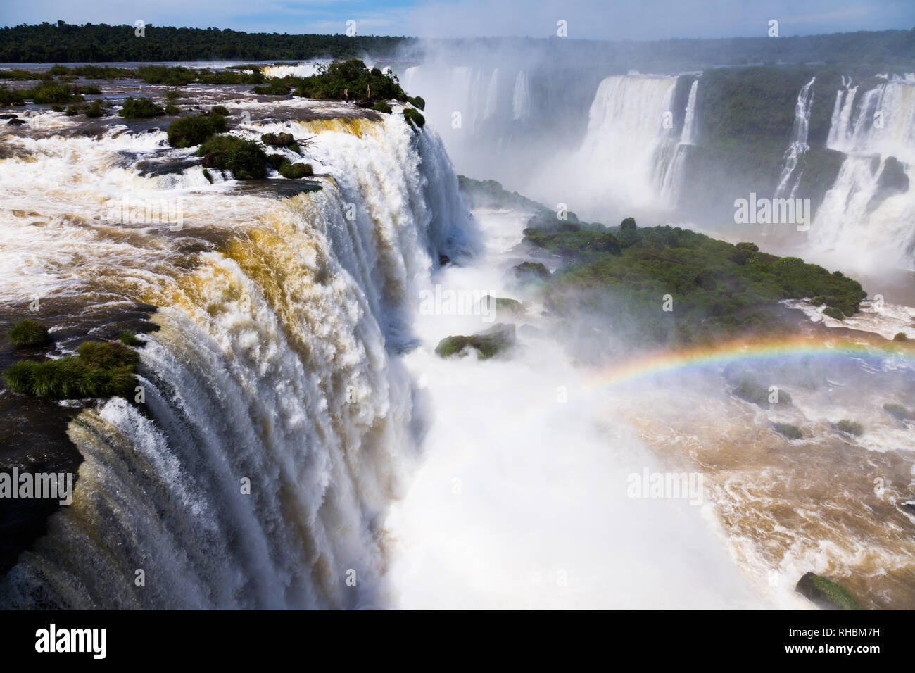 General view on the grand Iguazu Waterfalls system in Brazil Stock ...