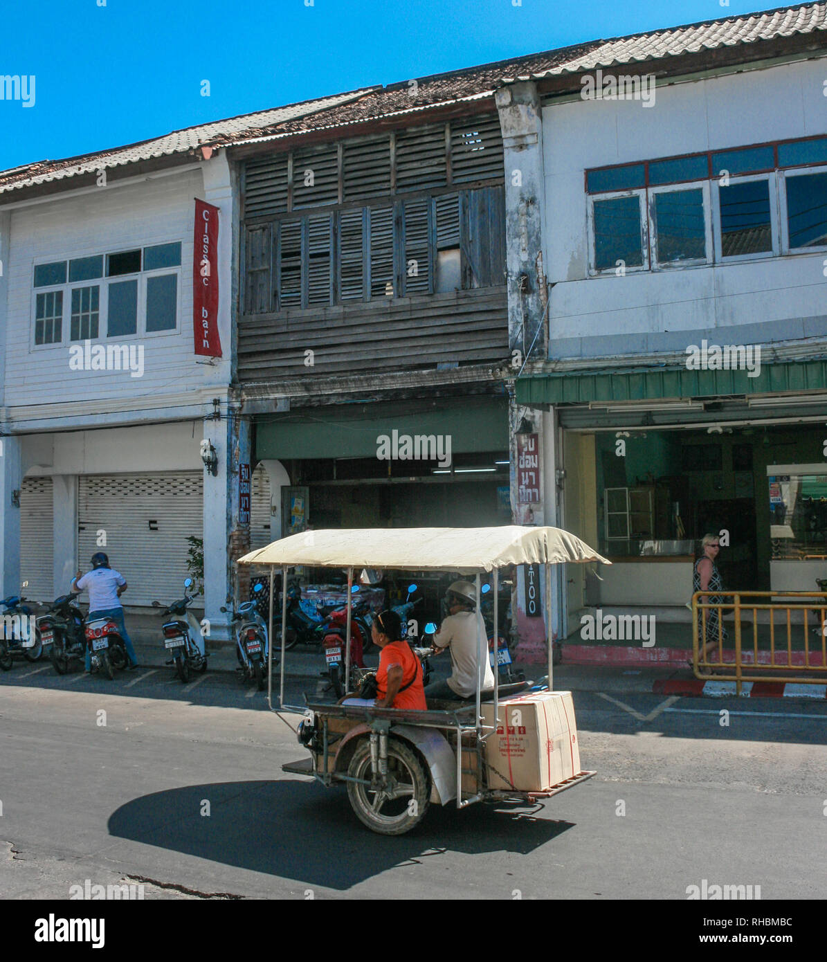 Traditional moped market stall in Phuket Town, Phuket, Thailand Stock ...