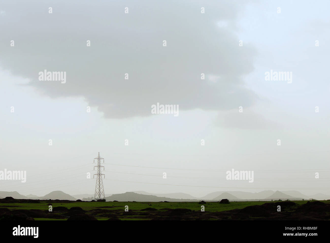 Power tower in cloudy weather, Maharashtra, India Stock Photo - Alamy